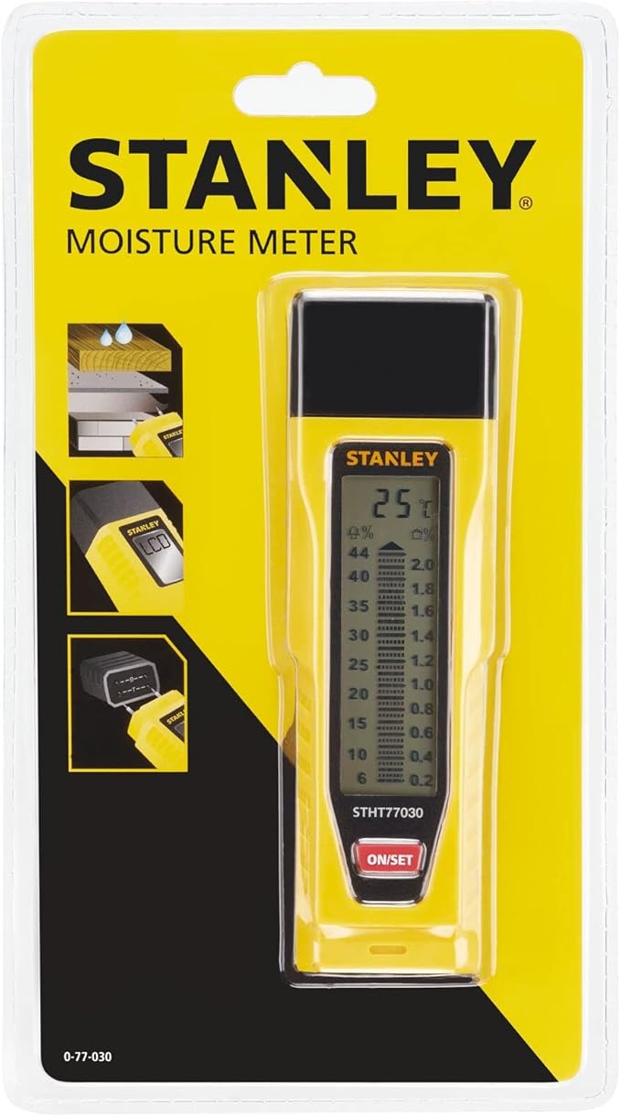 STANLEY Moisture Meter with Two Detection Pins and LCD Screen Includes ...