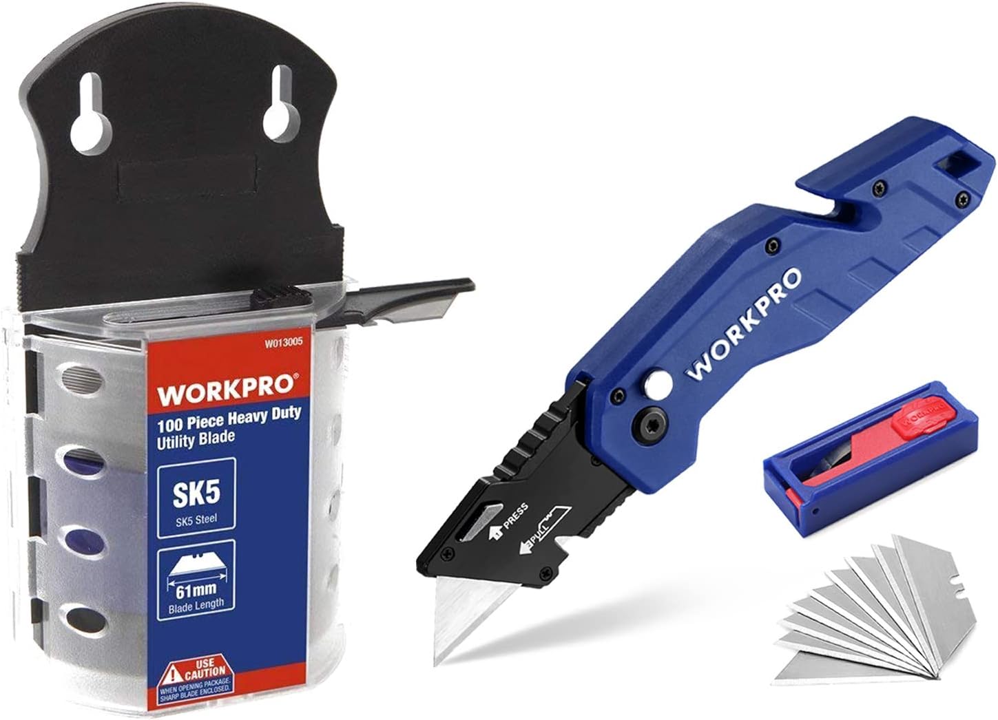 WORKPRO Utility Knife Blades, 100-Pack SK5 Utility Blades & WORKPRO ...
