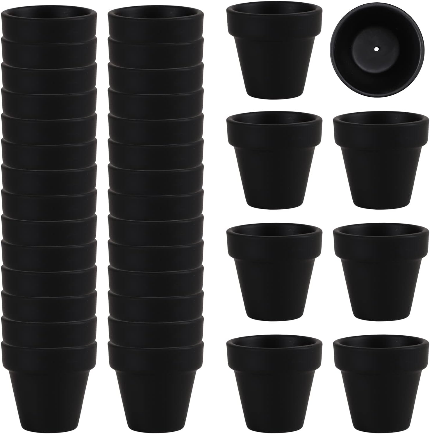 Amazon.com: 36 Pcs Small Mini Black Clay Pots 2.1'' Terracotta Pot Clay ...