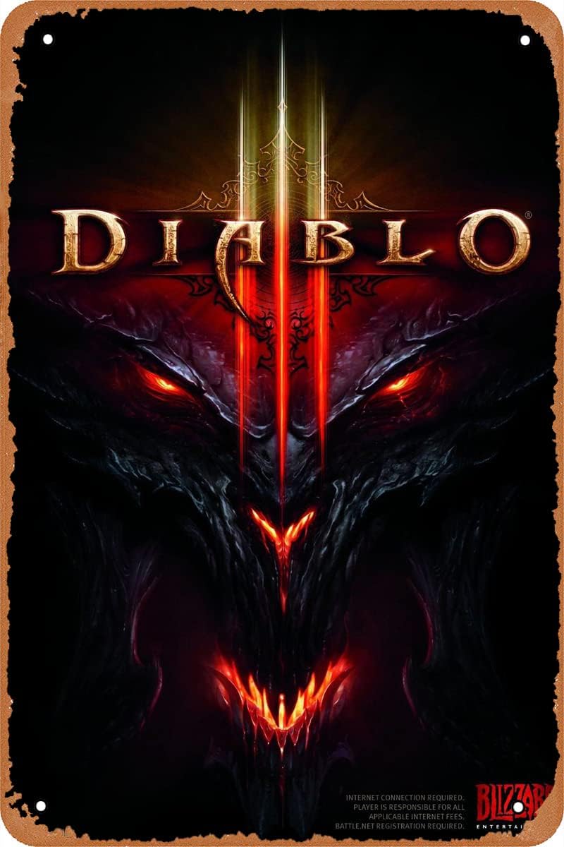 Amazon.com : Diablo III Poster Vintage Game Tin Sign Retro Metal Tin ...