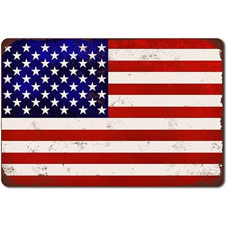 Amazon.com: Tinworld TIN Sign 12 x 18 American Flag Metal Decor Wall ...
