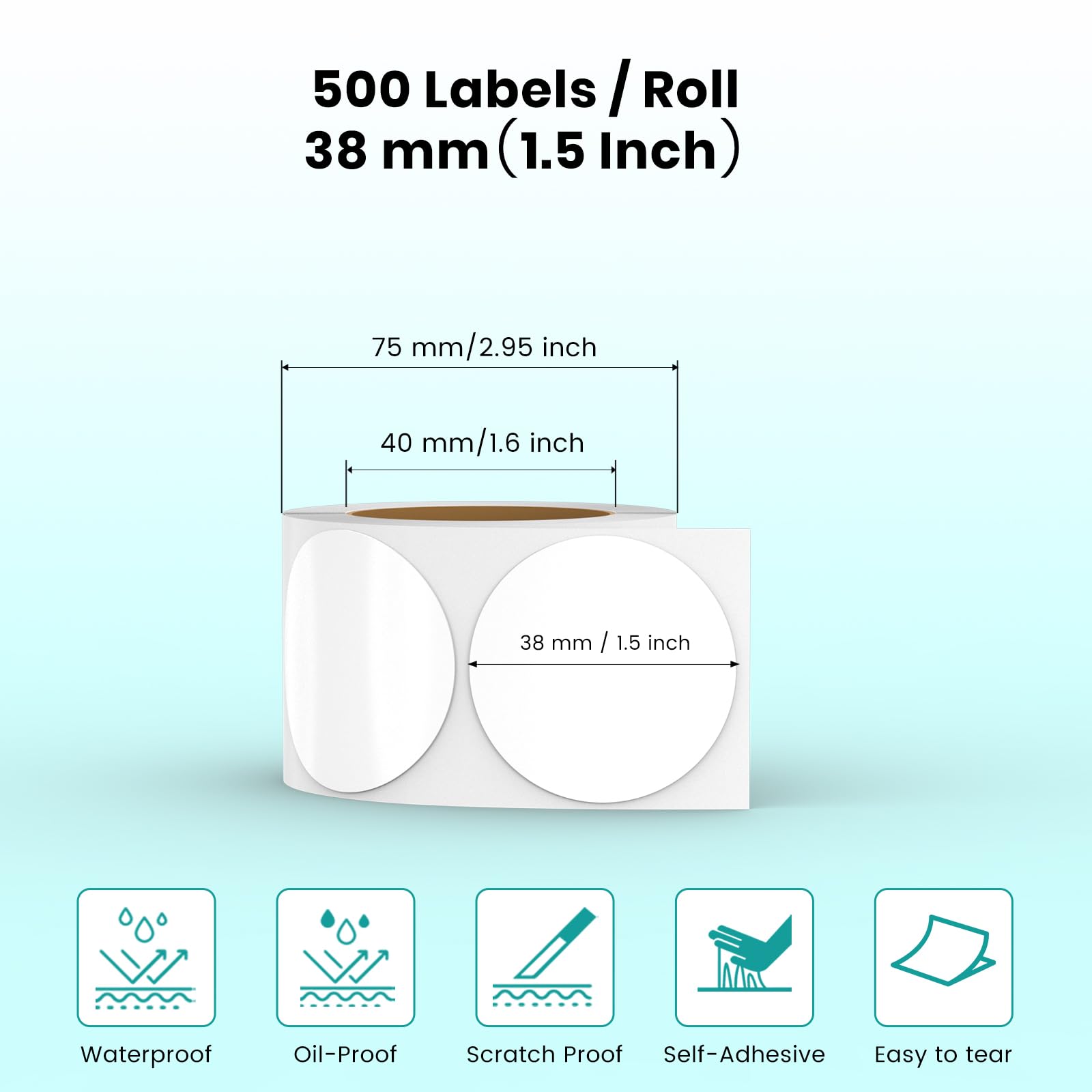 Snapklik.com : White Circle Thermal Labels Vinyl 1.5 Inch Self-Adhesive ...
