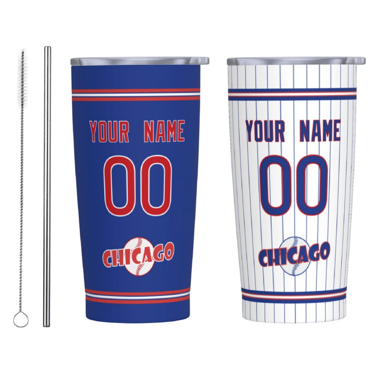 Amazon.com | Chicago Cup Insulated Tumbler with Straw Custom Any Name ...