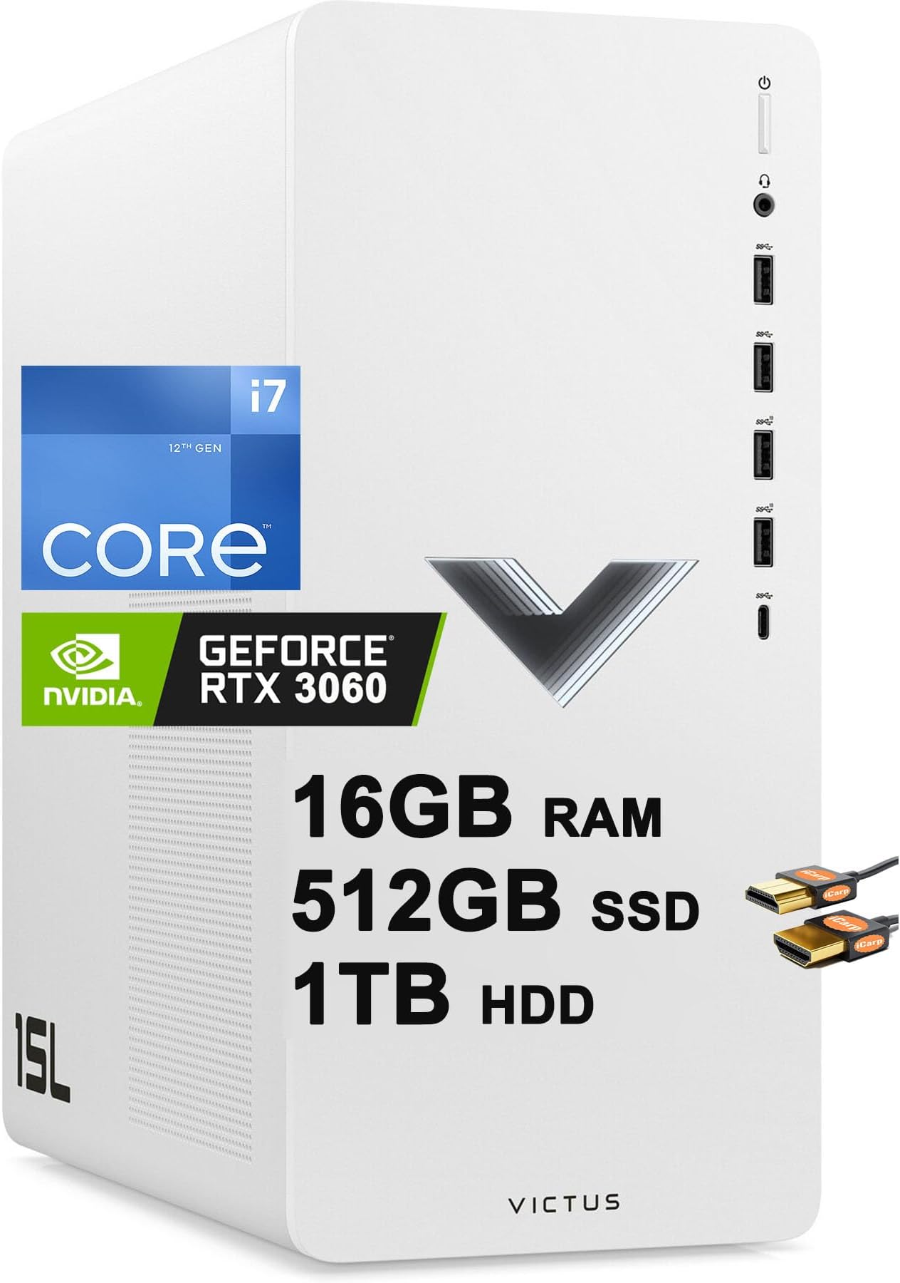 Amazon.com: HP Victus 15L Gaming Desktop Computer, NVIDIA GeForce RTX 2060 Super Graphics, 12th ...