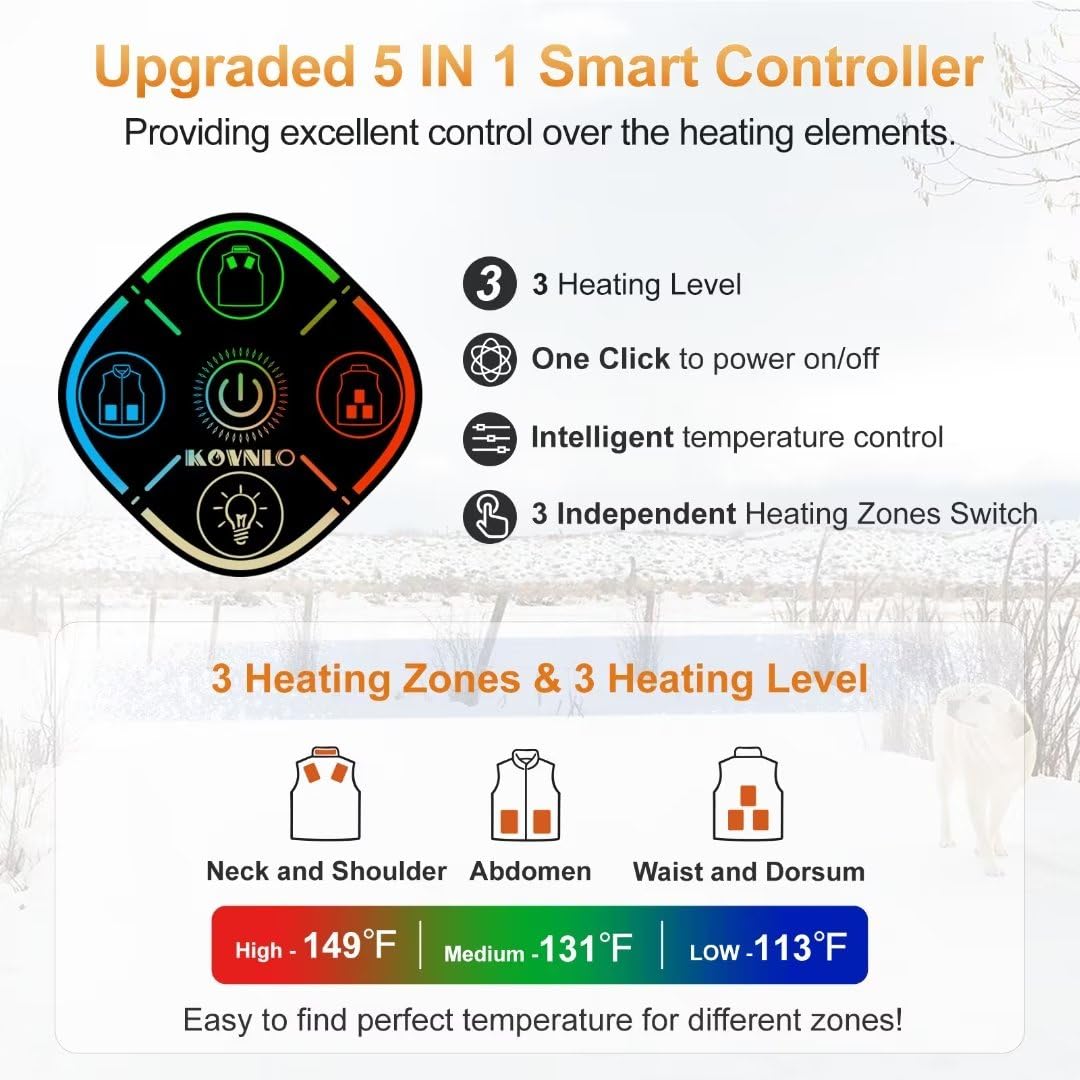Snapklik.com : KOVNLO Heated Vest Women, 5 In 1 Smart Controller ...