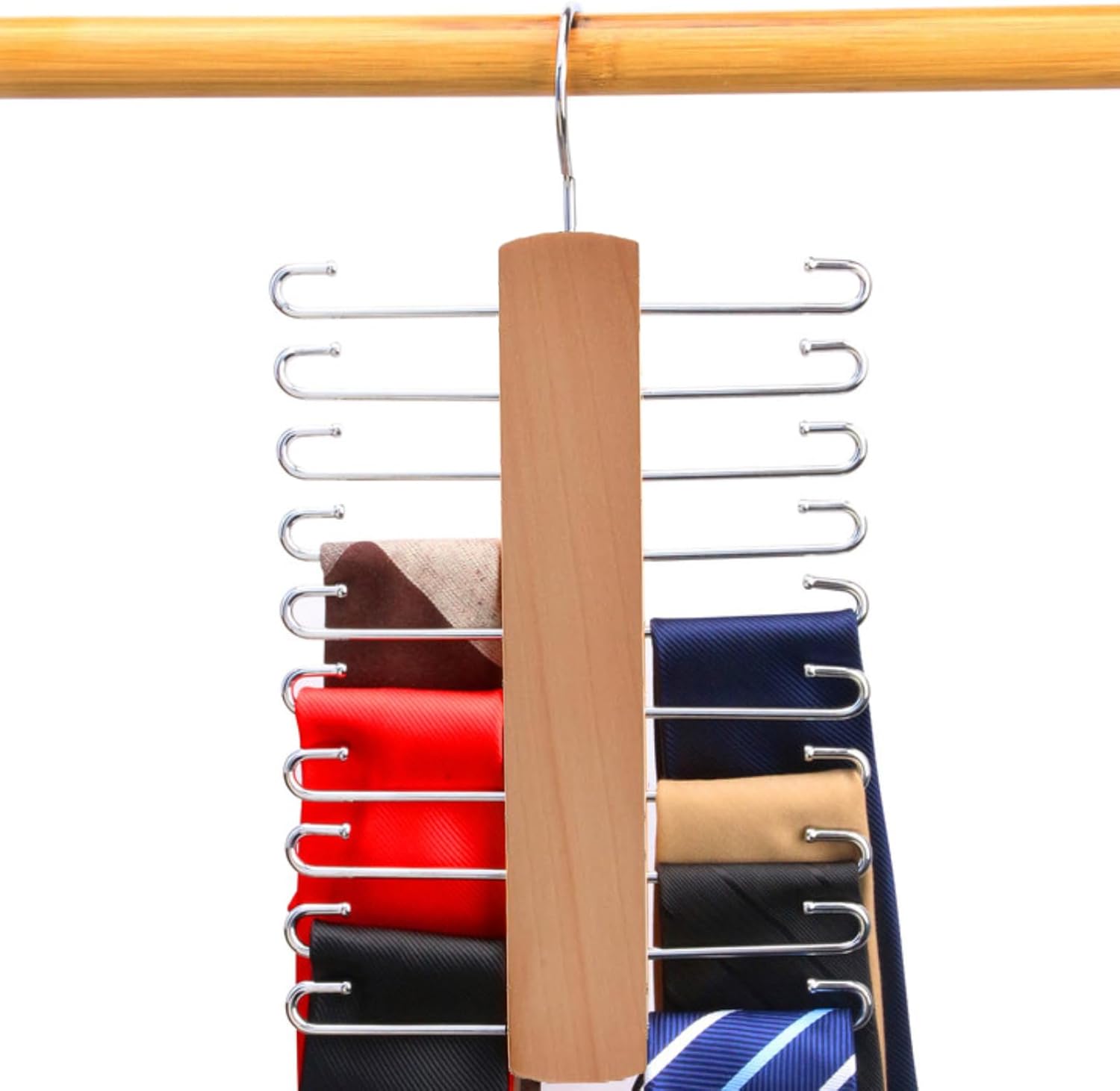 Amazon.com: LMSAWK Wooden Tie Rack, Tie Belt Hanger for Men Closet, Non ...