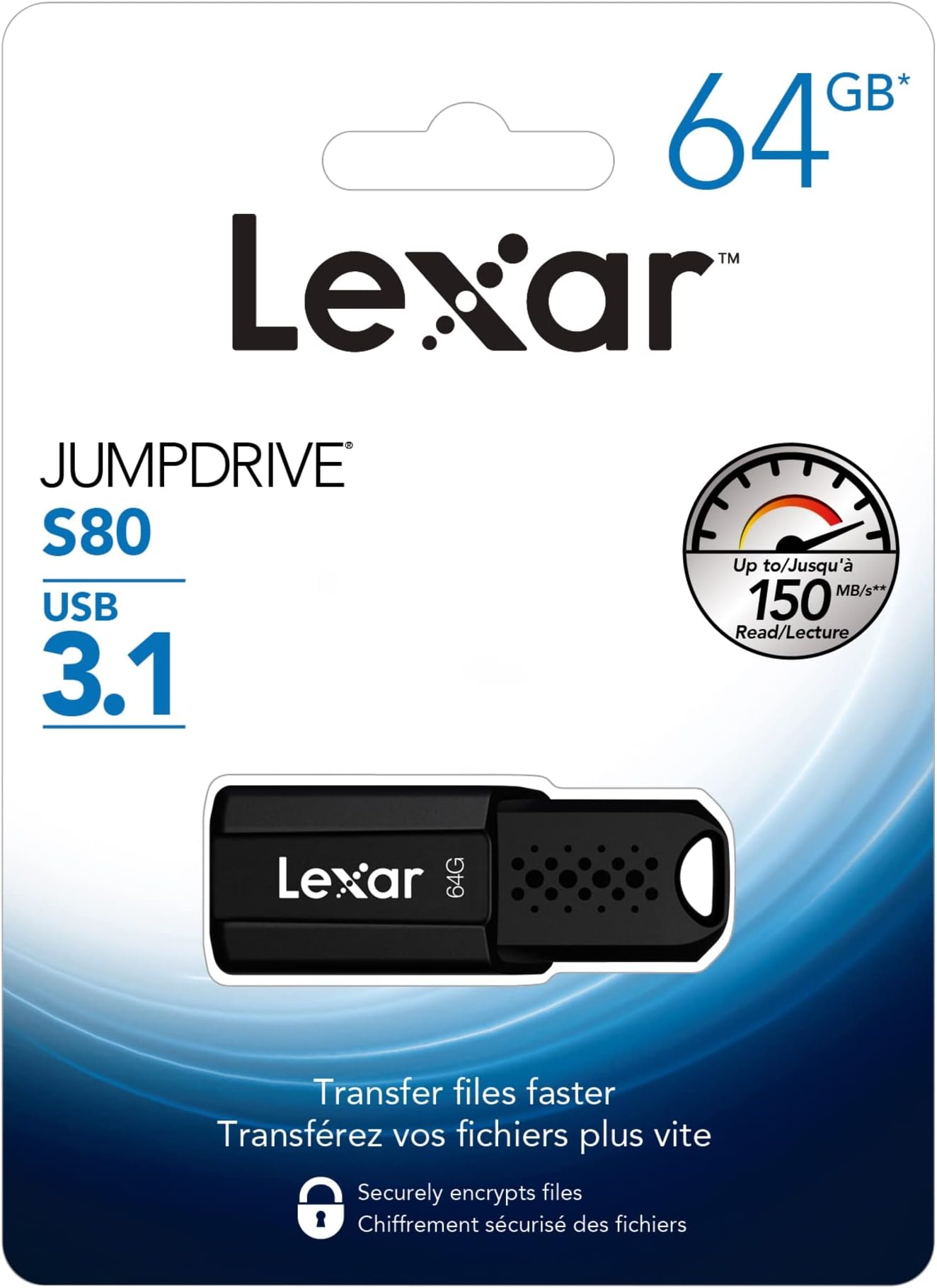 Amazon.com: Lexar JumpDrive S80 64GB USB 3.1 Flash Drive, Up to 150MB/s ...