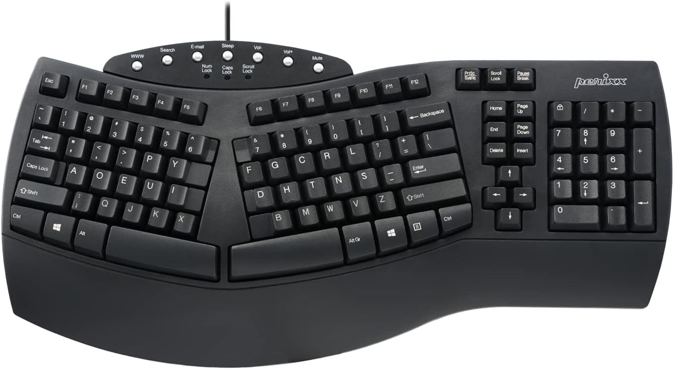 Amazon.com: Perixx PERIBOARD-512B DV Wired Ergonomic Split USB Keyboard ...