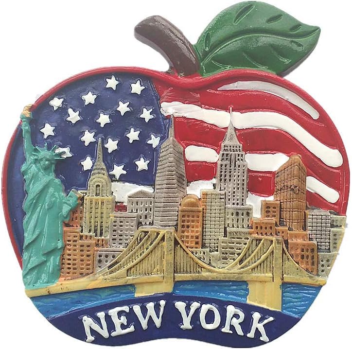 Amazon.com: Apple Shaped New York USA 3D Fridge Magnet,Home & Kitchen ...
