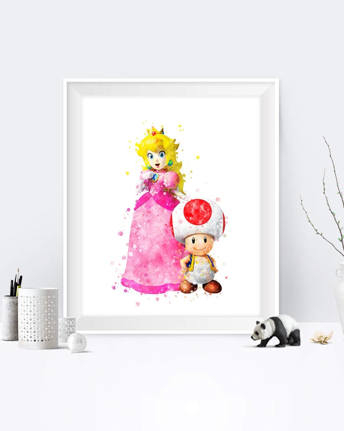 Buy Super Mario Art Print Princess Peach and Mario Toad Watercolor ...