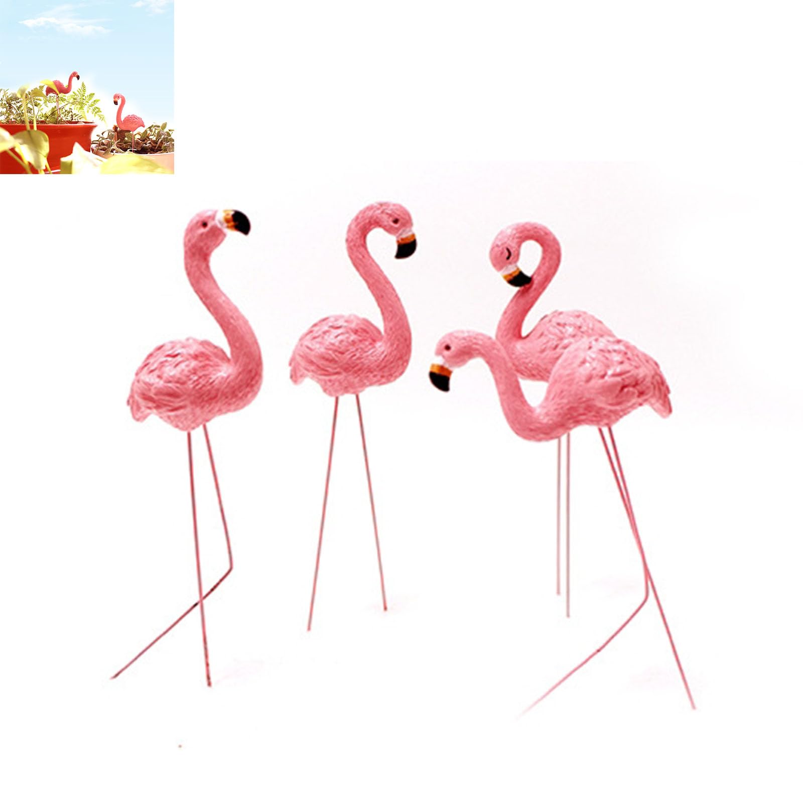XUTONG 4 Pcs Bright Pink Flamingo Garden Ornament Statue,Pink Flamingo ...