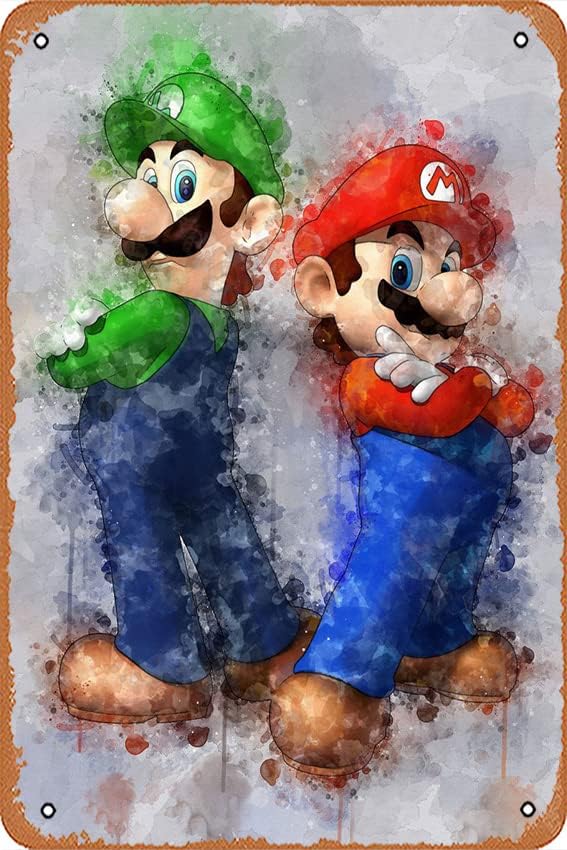 Amazon.com: Luigi And Mario - Video Game Character - Poster - Wooden ...