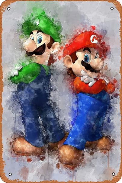 Amazon.com: Luigi And Mario - Video Game Character - Poster - Wooden ...