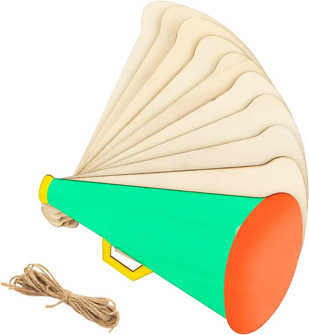 Amazon.com: 20 Pack 6 Inch Wood Megaphone Cutouts Unfinished Wood ...