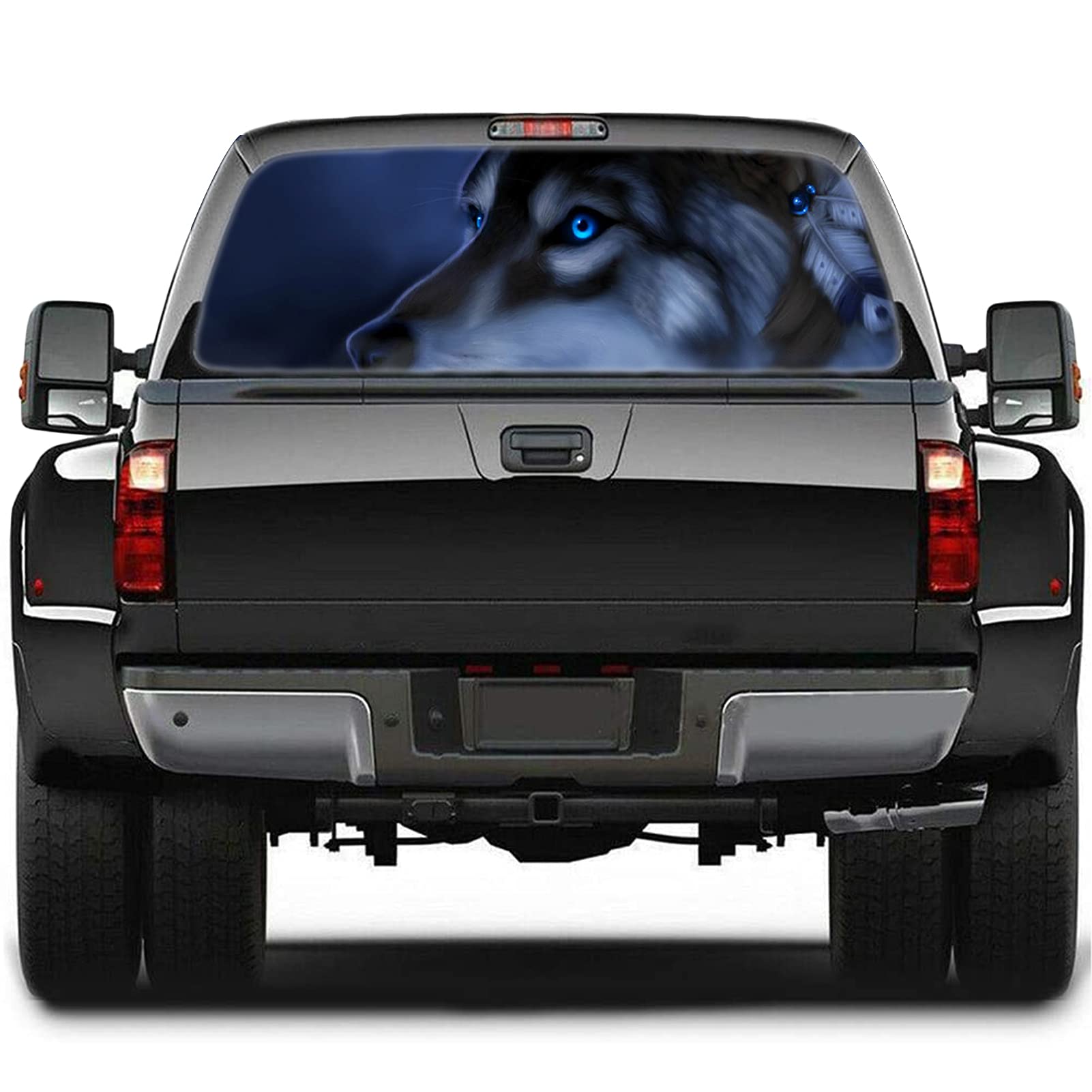 Pickup Truck Rear Window Decals Oil Painting Wolf Hipster Rear Window