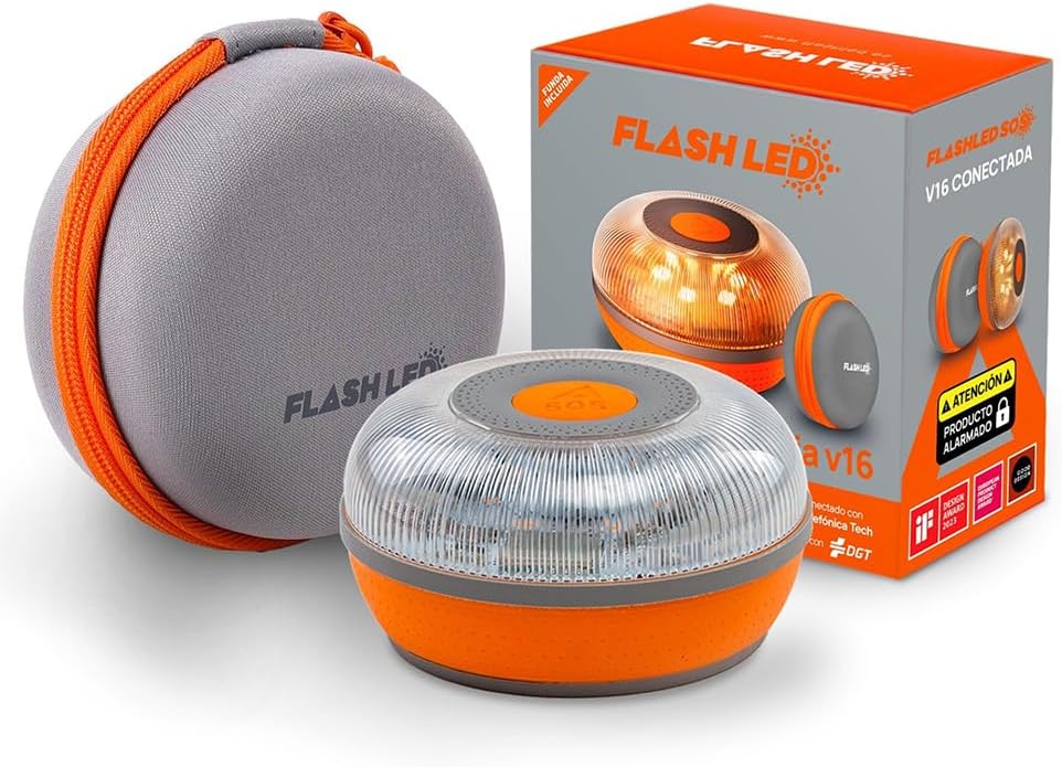 FlashLED Emergency Light V16 Approved DGT 3.0 with Case, with ...