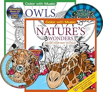 Two Book Adult Coloring Book Bundle: Natures Wonders and Owls Of The ...