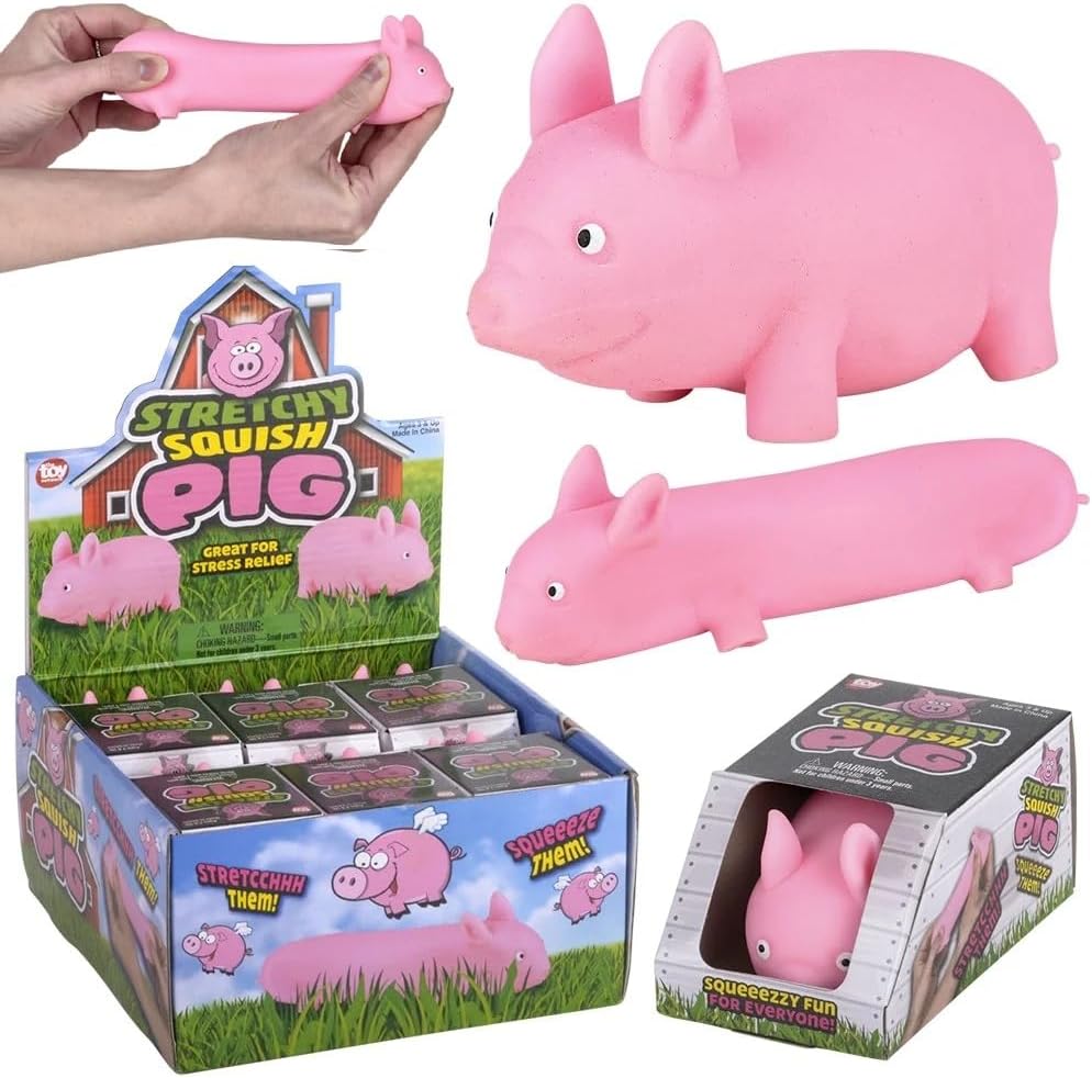 Stretchy, Squish Pig (2 Pack) (4 Inch) Fidget Squeeze Toy Great Prize ...