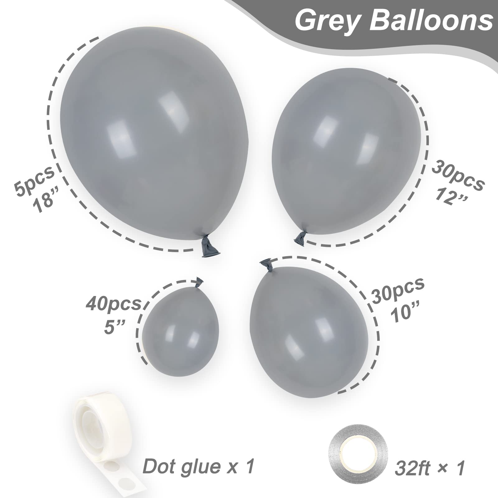 Snapklik.com : RUBFAC Pastel Gray Gender Reveal Party Balloons ...