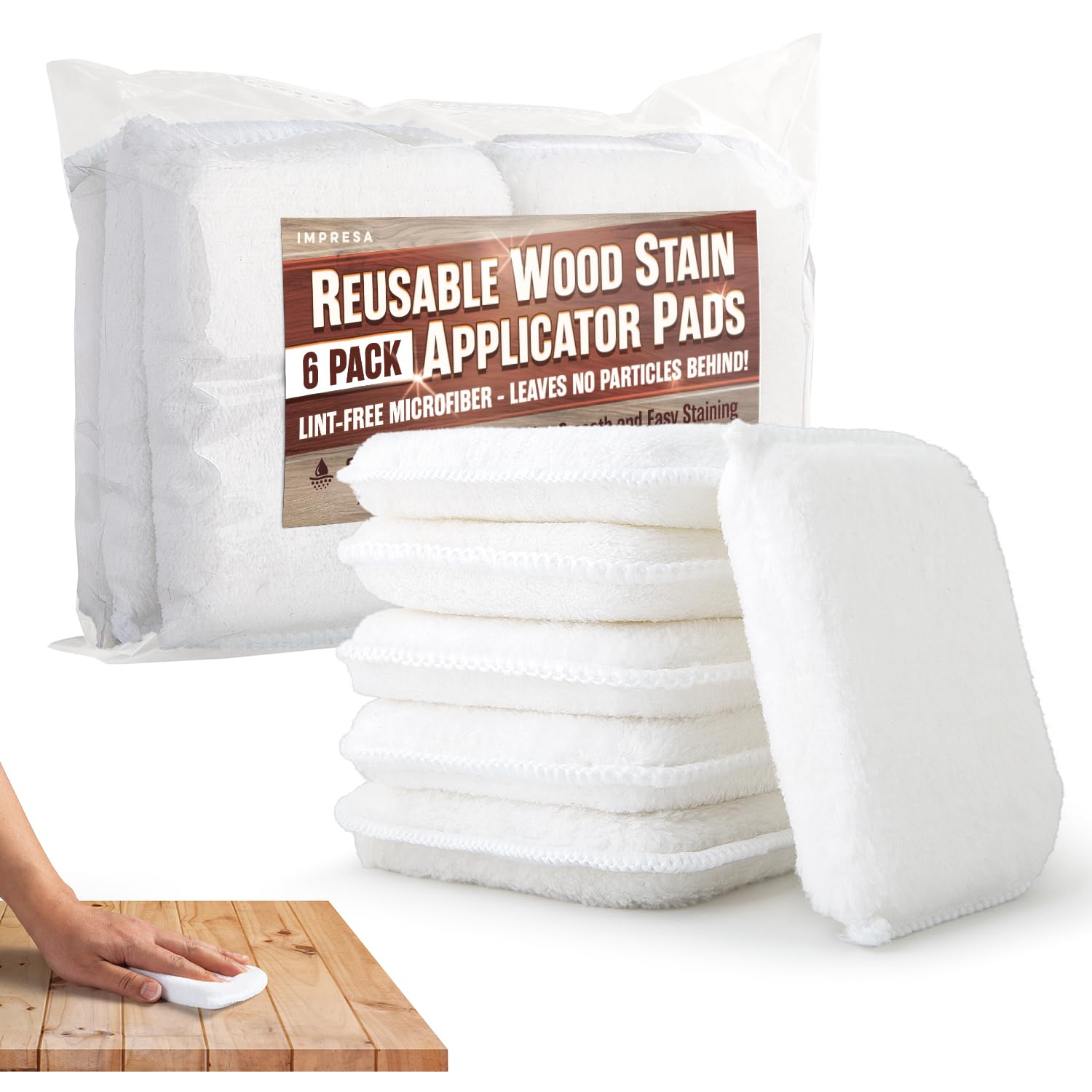 Amazon.com: IMPRESA [6 Pack] Wood Stain Applicator Pads - Lint-Free ...