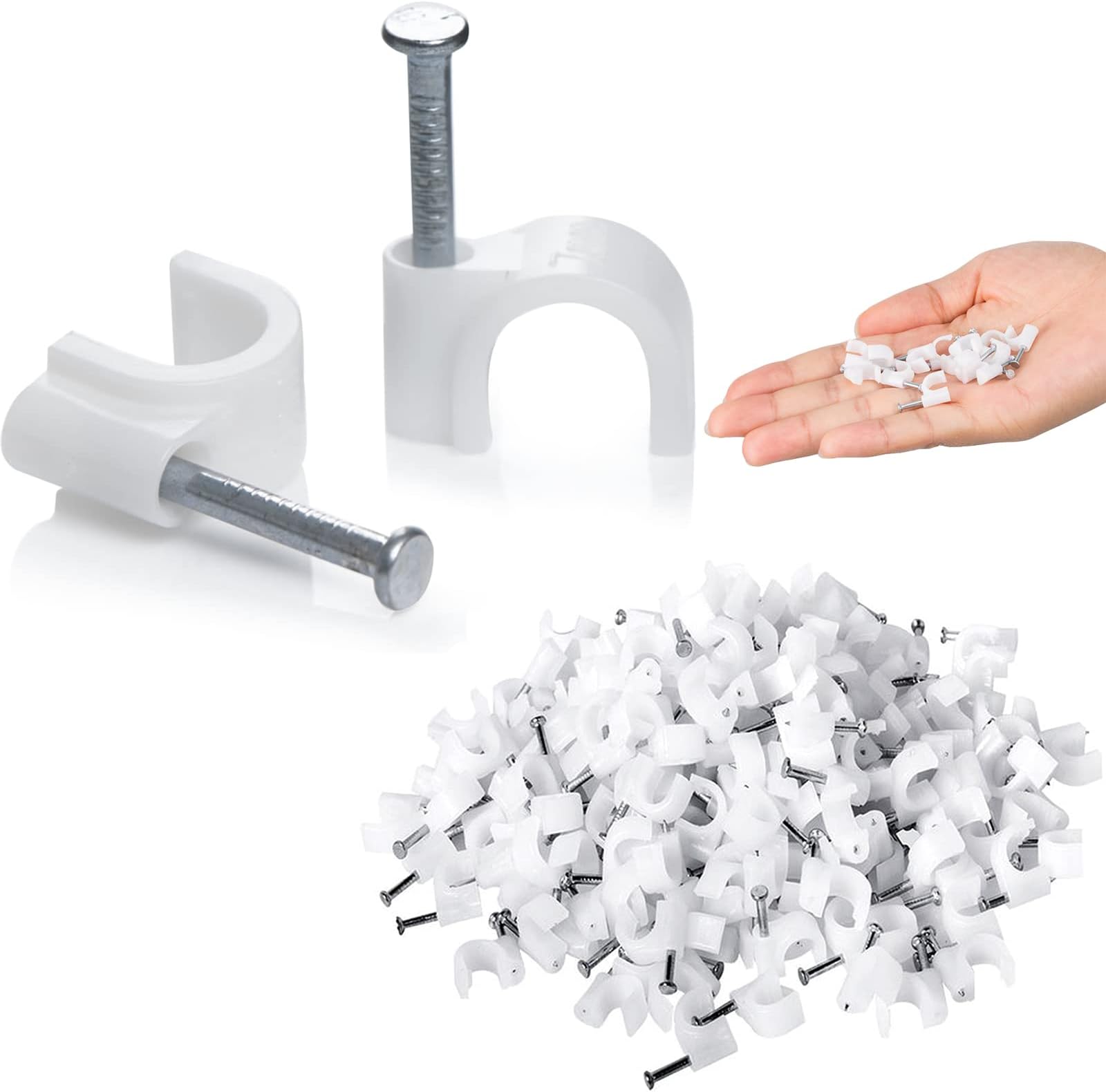 Nartel® Round Cable Clip, 8mm - White, Pack of 100 : Amazon.co.uk: DIY ...