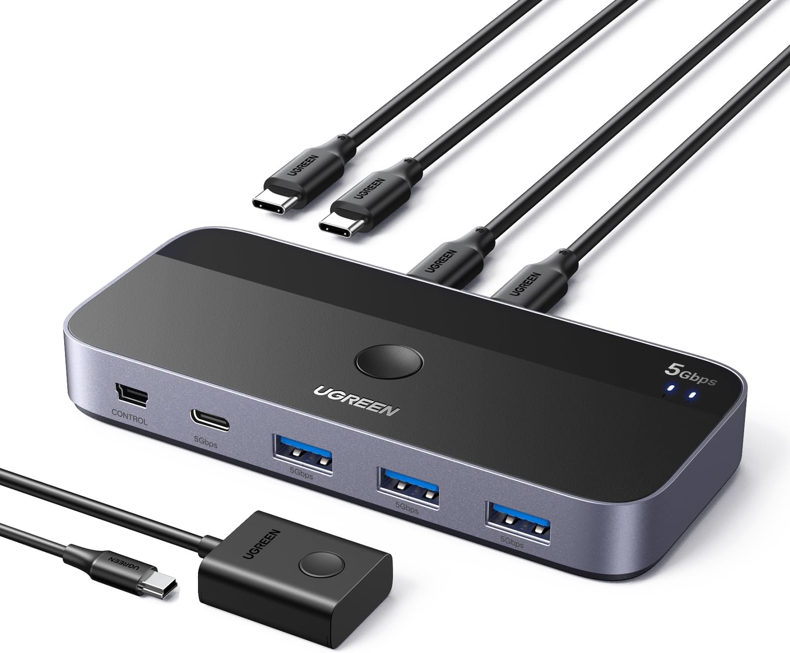 UGREEN Switch KVM USB 3.0 de 4 Puertos para 2 PC Conmutador 2 Entradas ...