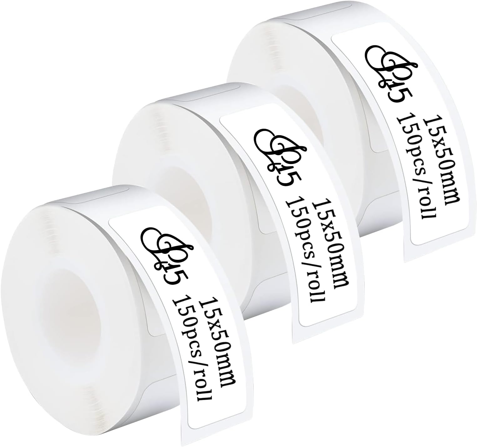 OMJMYY 3 Rolls P15 Label Maker Tape 15x50mm Self Adhesive Thermal Paper ...