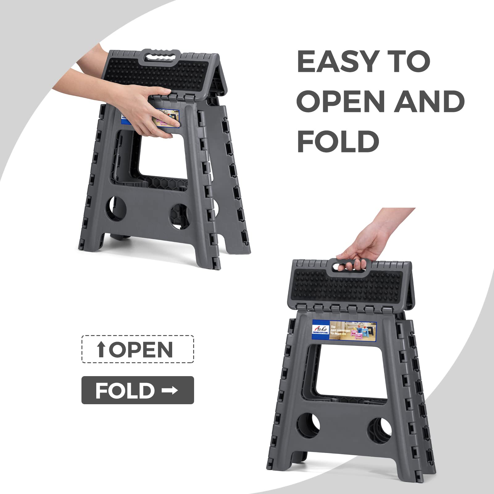 Snapklik.com : ACKO Folding Step Stool 16 Inch Height Premium Heavy ...