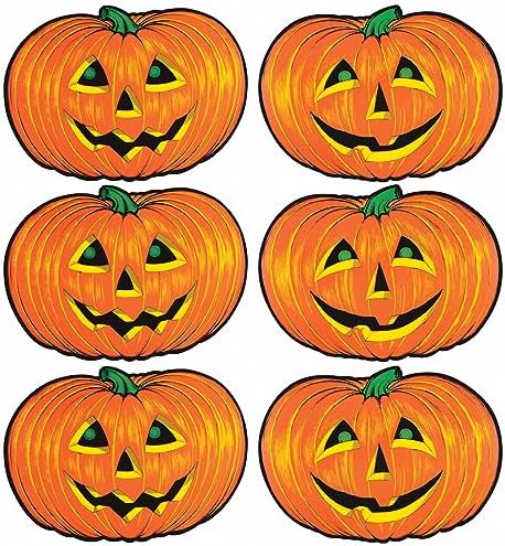 Amazon.com: Beistle 6 Piece Paper Jack-O-Lantern Cut Outs Halloween ...