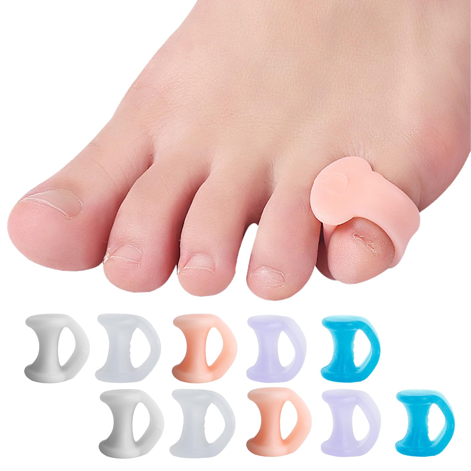 Roosea 10PCS Gel Toe Separators Toe Spacers Correct Toes Toe Separators ...