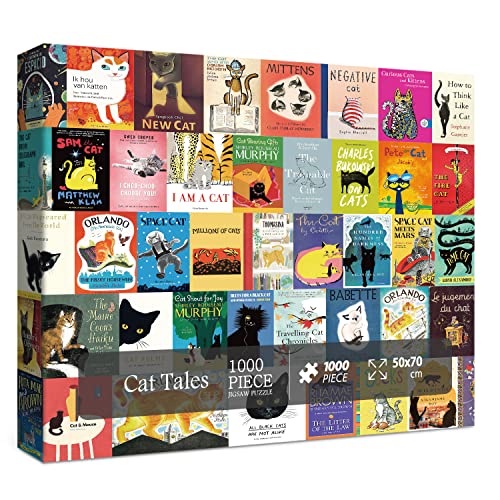 Cat Book Puzzle 1000 Pieces for Adult, Kitty Literary Jigsaw Puzzles ...