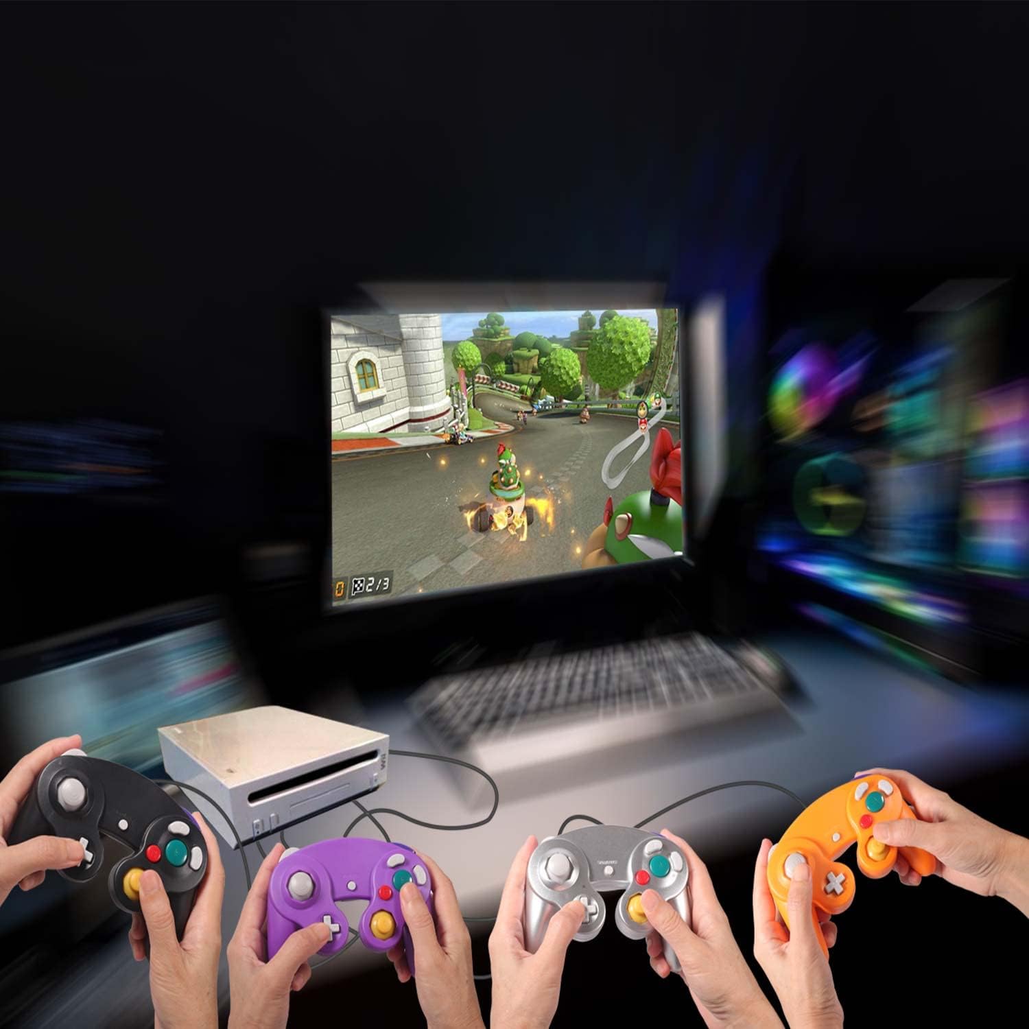 Gamecube Controller 4Pack – 4-Port Adapters and 4 Extension Cords for ...