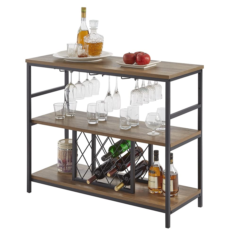 Buy FOLUBAN Wine Rack Table, Industrial Bar Buffet Cabinet for Liquor ...