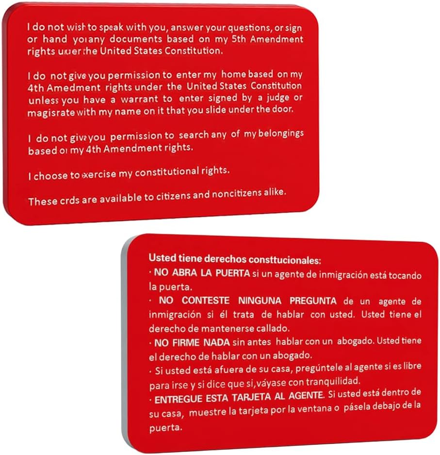 Amazon.com: Kocak Gold 30 Pack Plastic Know Your Rights Immigration Red ...