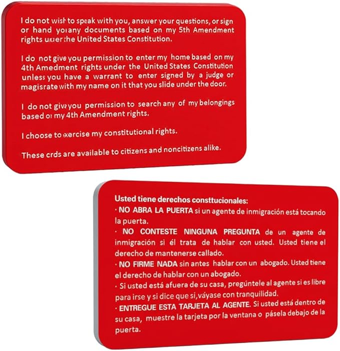 Amazon.com: Kocak Gold 30 Pack Plastic Know Your Rights Immigration Red ...