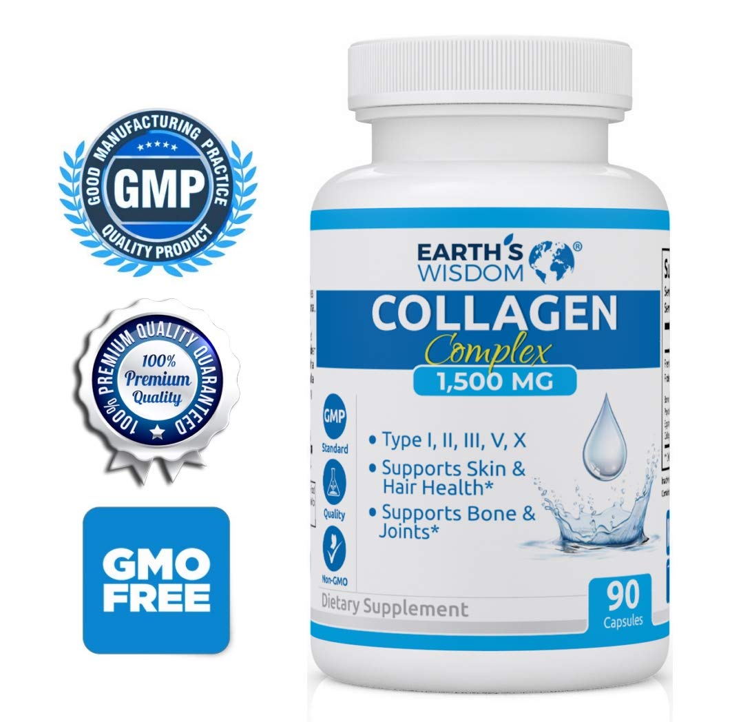 Buy Earth’s Wisdom Collagen Complex Supplement 1500mg Type I, II, III ...