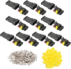 GTIWUNG 10-Piece 3-Pin Plug Connector Waterproof Socket Set for Car ...