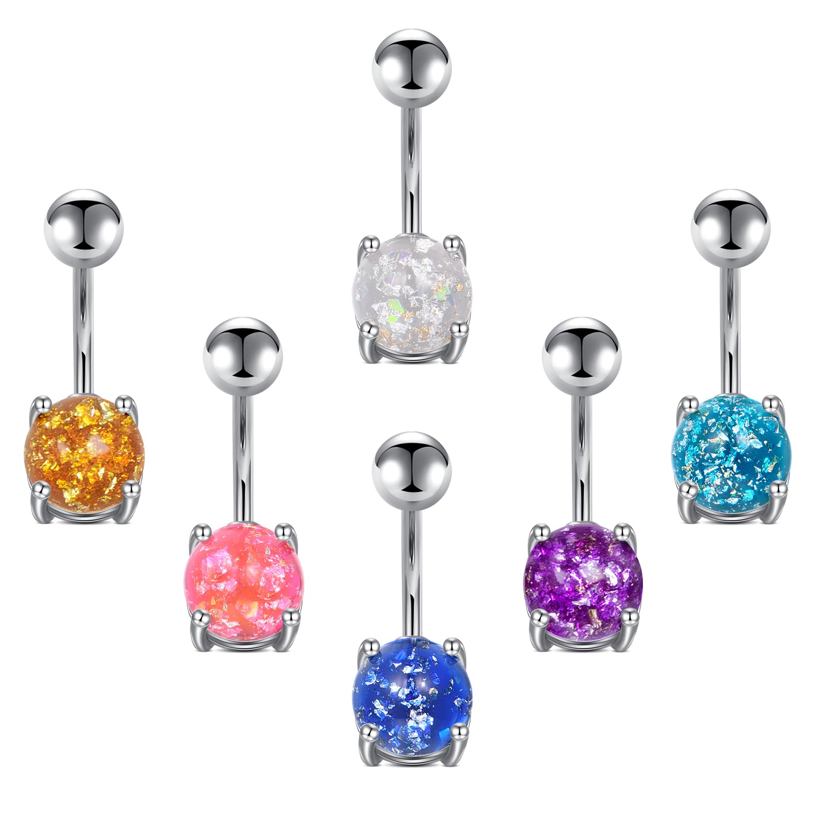 Snapklik.com : 14G Belly Button Rings Stainless Steel Shiny Belly Rings ...