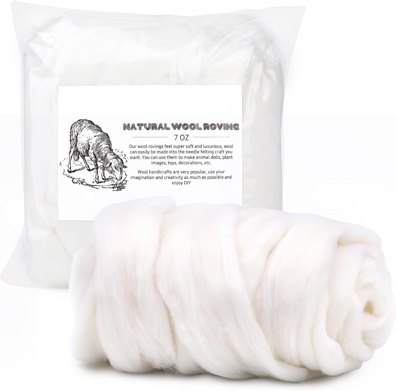 Amazon.com: 7.02oz Wool Roving Yarn, Needle Felting Wool, Wool Felting ...