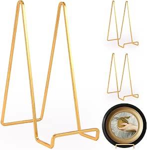 Amazon.com: Decolore 4 Pack 8.5 Inch Gold Plate Stands Square Tabletop ...