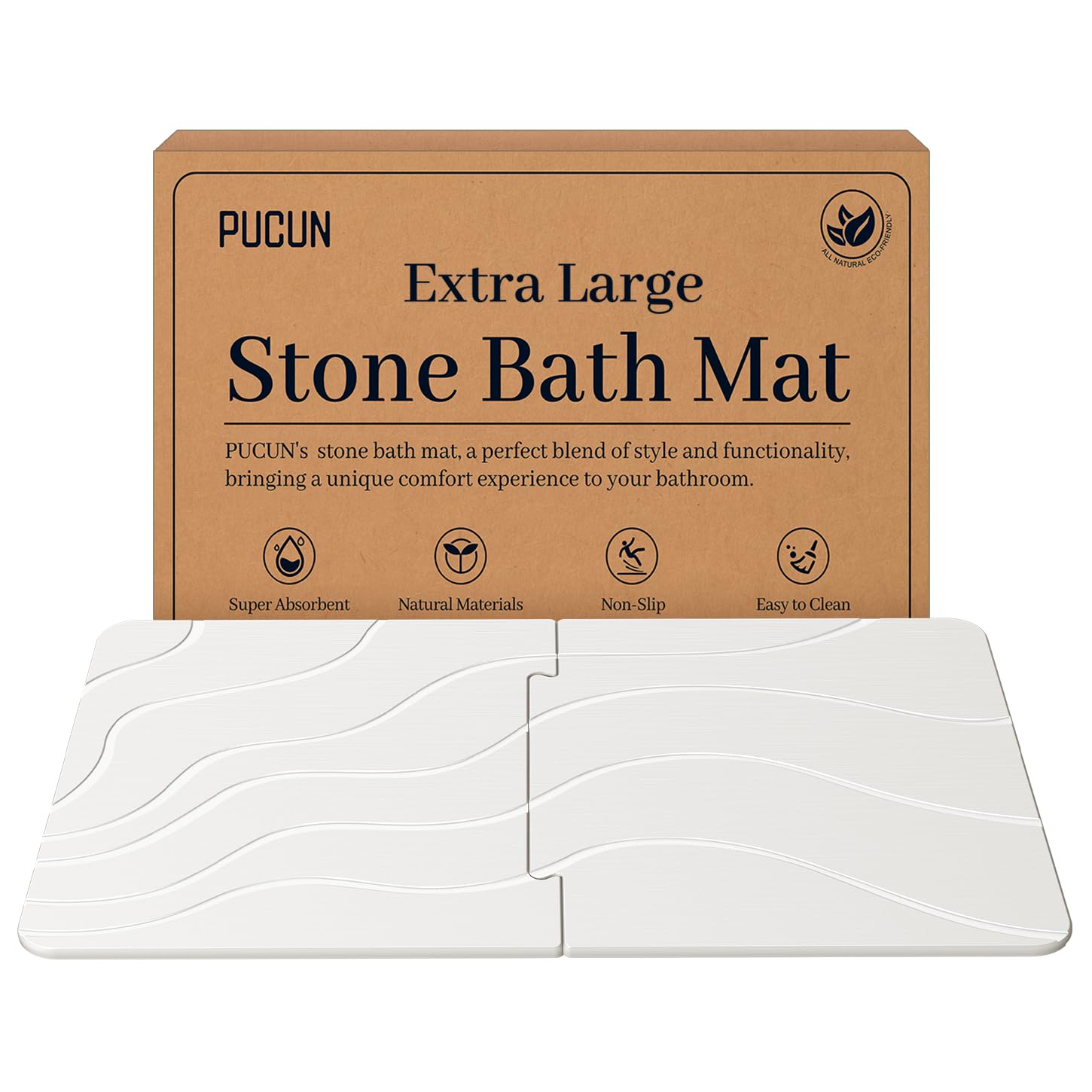 23.62x 15.35in Stone Bath Mat Large Diatomaceous Earth Non-Slip Stone ...