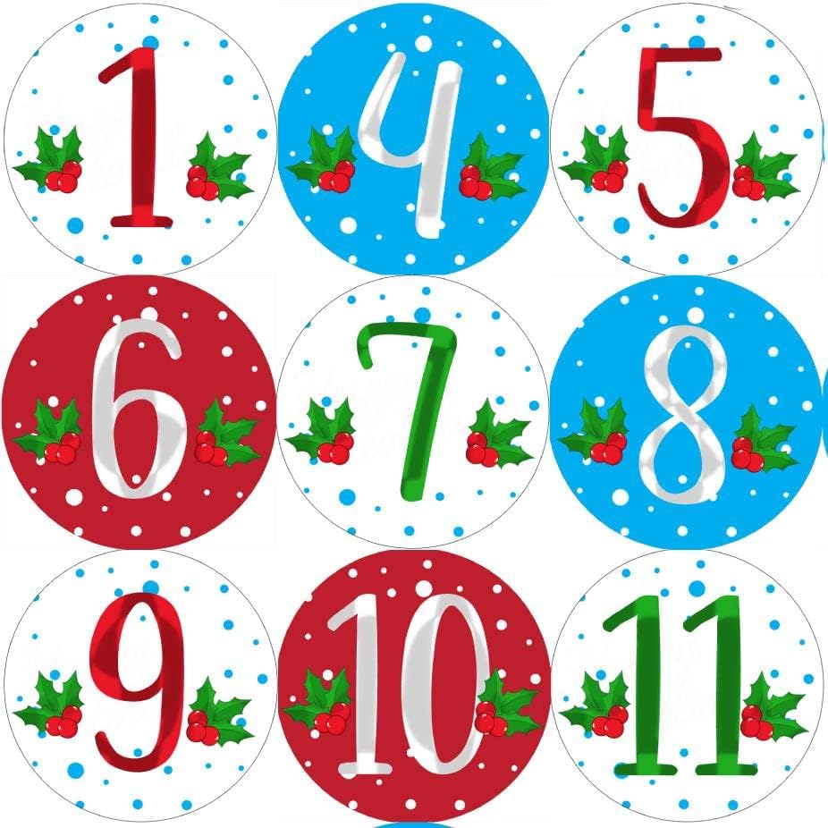 144 Christmas Countdown Advent Number Stickers - Colourful, Easy Peel ...