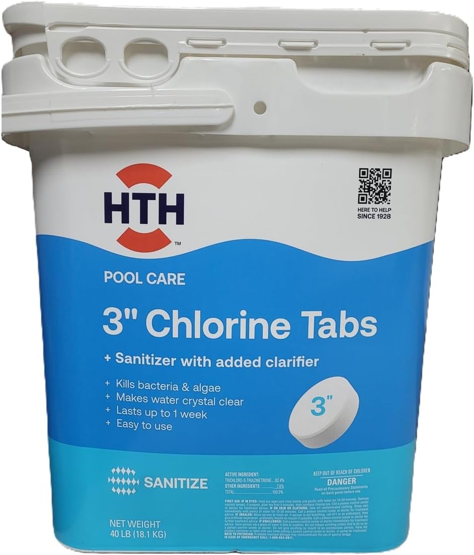 Amazon.com : HTH Pool Care 3-inch Chlorine Tabs Swimming Pool ...