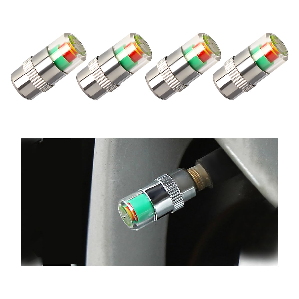 Amazon.com: Yourkar 4 PCS Tire Pressure Monitor Valve Stem Caps, 2.4Bar ...