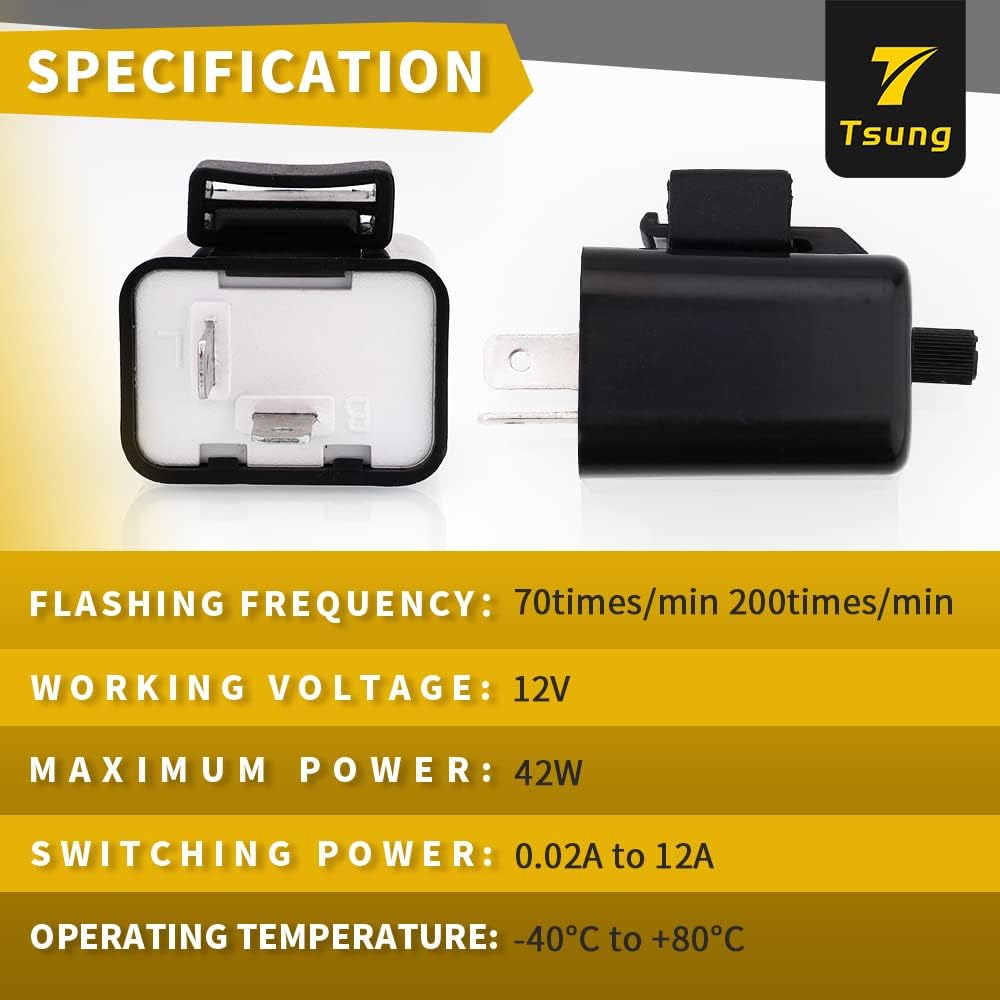 Buy TSUNG LED Flasher Relay 2 Pin Adjustable Motorcycle Turn Signal ...