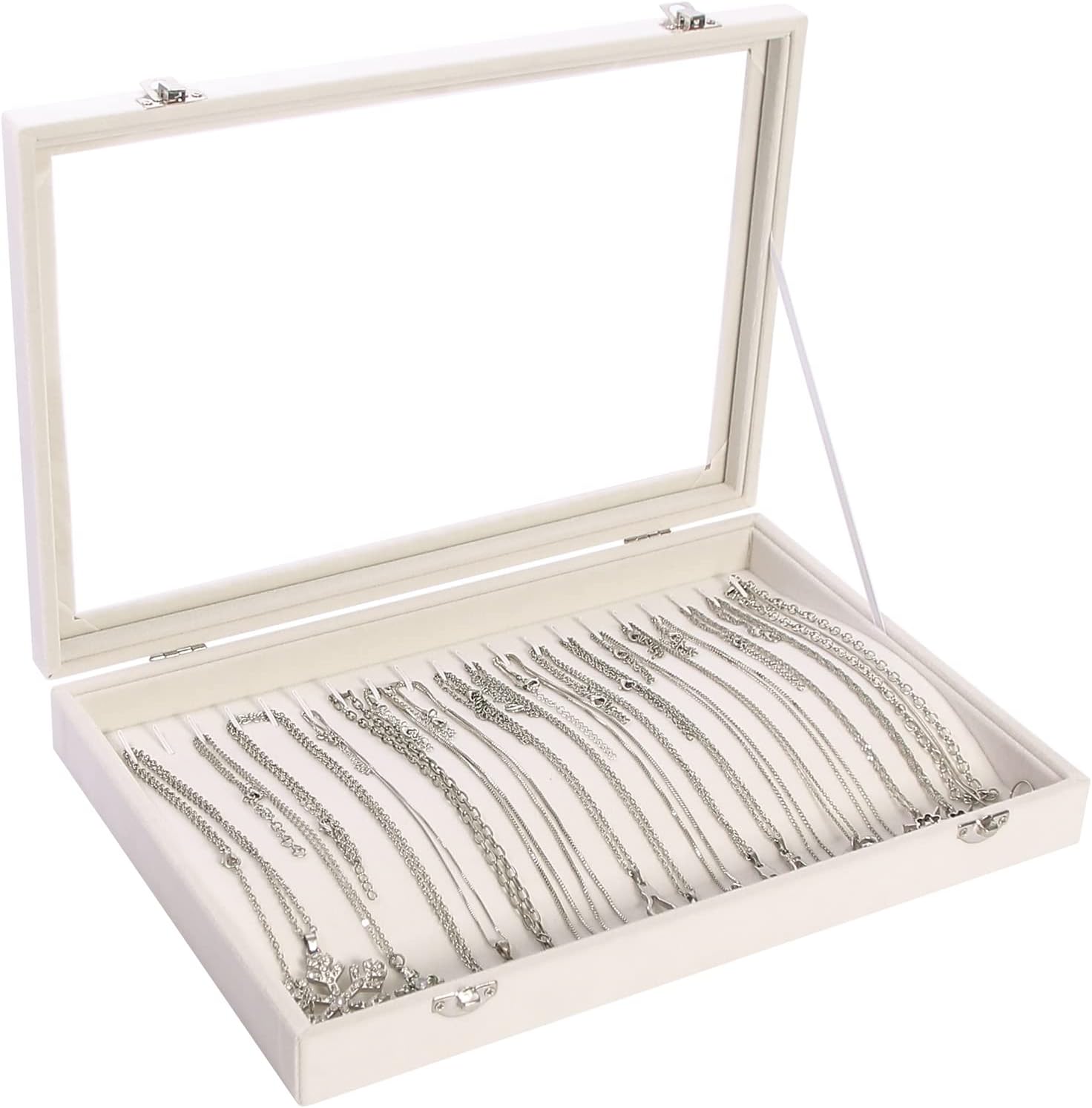 Byken 20 Hooks Necklace Holder Organizer Box,Necklace Display Tray with ...
