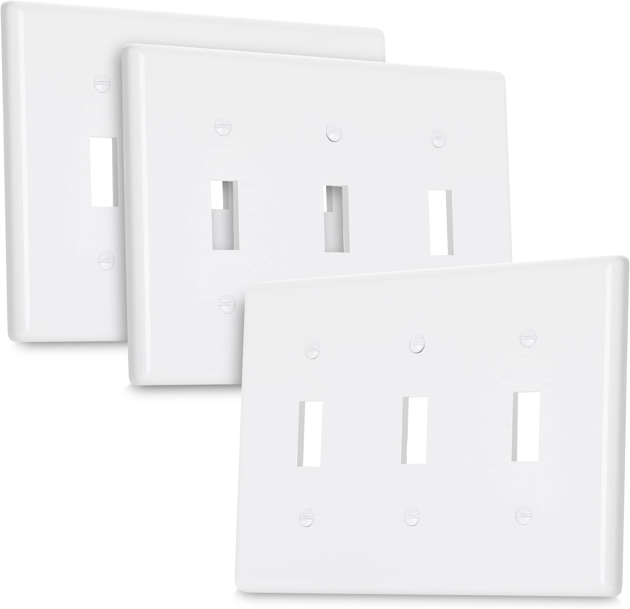 EATON Wiring 2141W 3-Gang Standard White Toggle Plate - Wall Plates ...