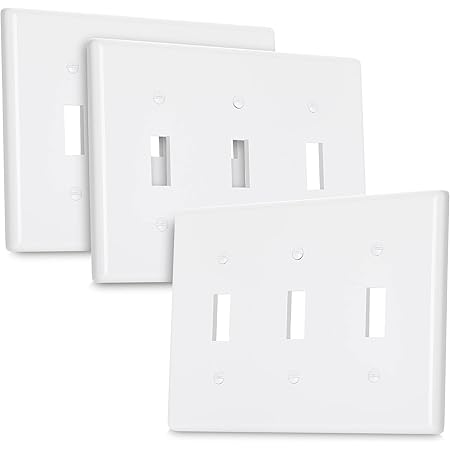 Power Gear Triple Wall Plate Cover, 3 Gang, Light switch cover, 6.5” x ...