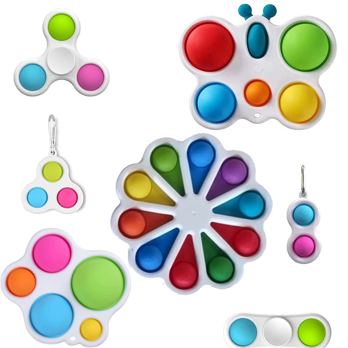 Simple Dimple Fidgets Toys Pack 7pc Simple Dimple Sensory Fidget ...
