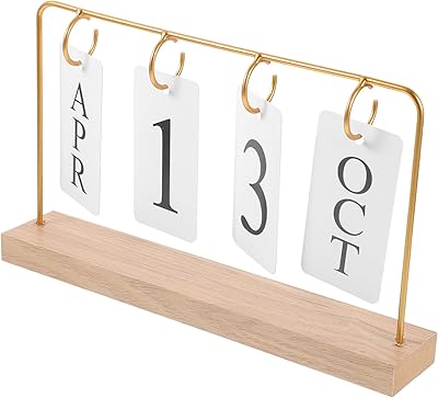 Amazon.com : Desk Calendar Metal Flip Wooden Classic Perpetual Calendar ...